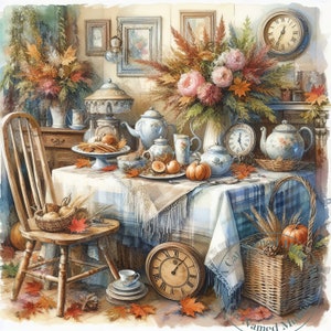 Autumn Clipart 10 Images Watercolor Shabby Chic Fall Clip Art Floral ...