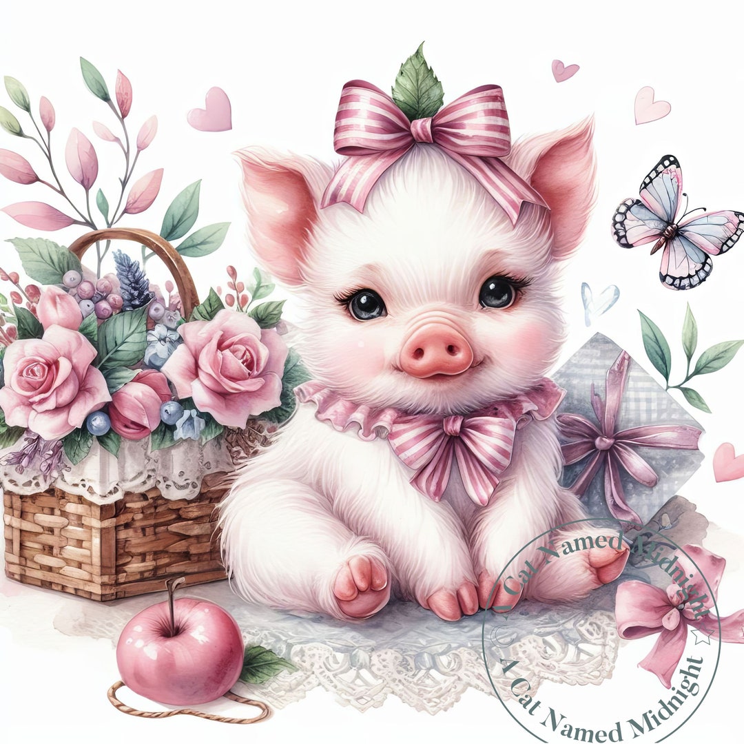 10 Baby Pigs Clipart Watercolor Pigs Clip Art Easter Farm Watercolor ...