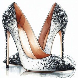 12 White and Black High Heels Clipart Bundle 10 Watercolor White High ...