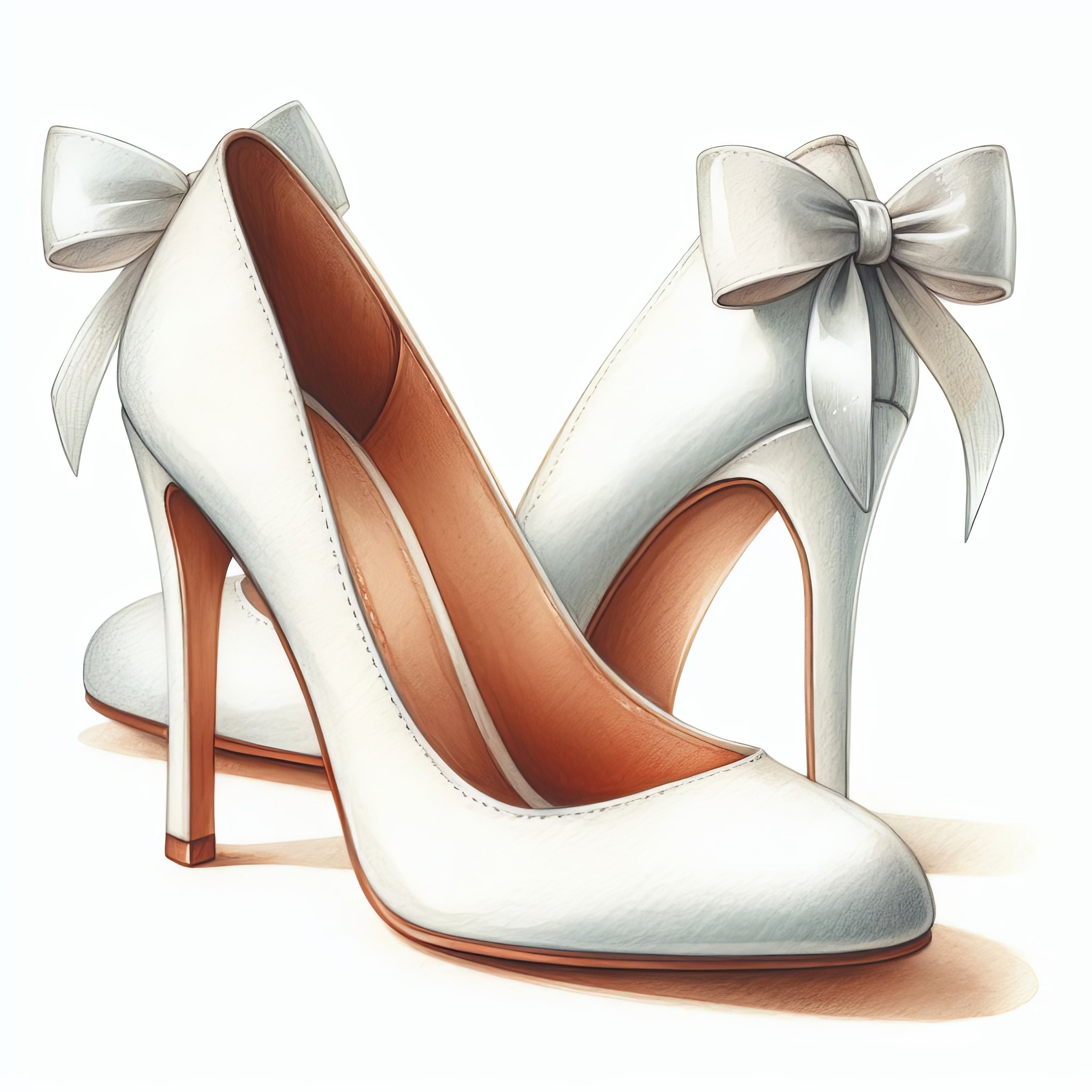 Watercolor High Heels Clipart Bundle White High Heels Clip Art Womens ...