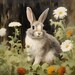 Bunny in Flower Garden Clipart Images Rabbit in Garden Clip Art Bundle ...