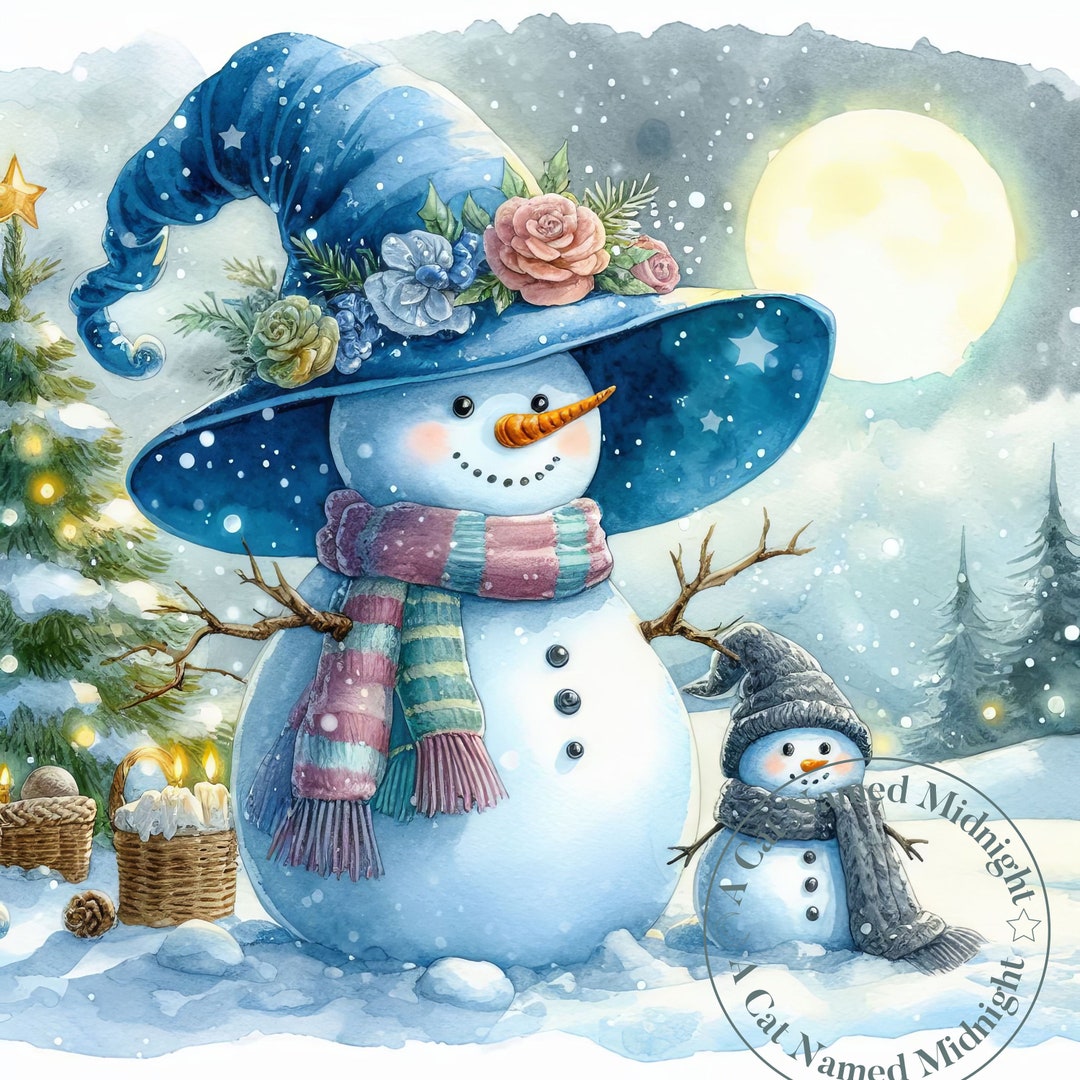 13 Snowman Clipart JPG Xmas Snow Man Clip Art Christmas Watercolor ...