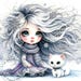Snow Princess & Kitten Clipart, 11 JPG Images, Whimsical Winter Girl ...