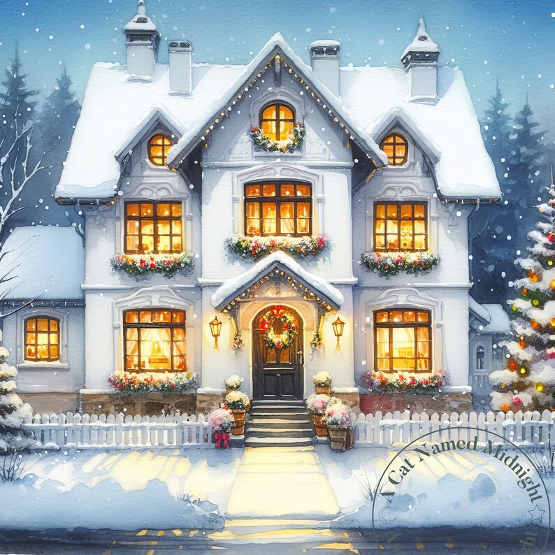 Christmas House Scenes Clipart 10 Xmas Home Clip Art Watercolor Xmas ...