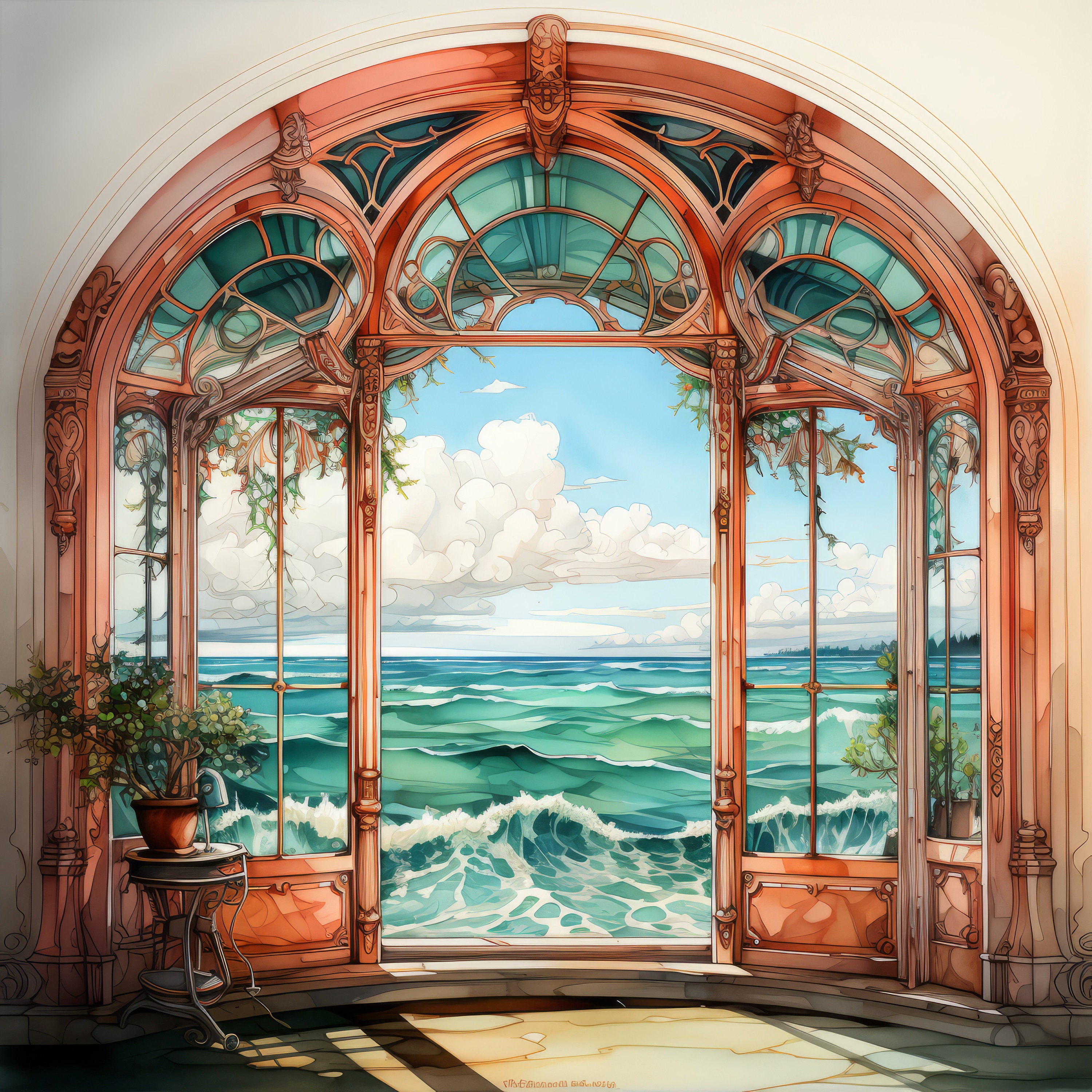 Watercolor Nautical Windows Clipart Watercolor Nautical Clip Art Ocean ...