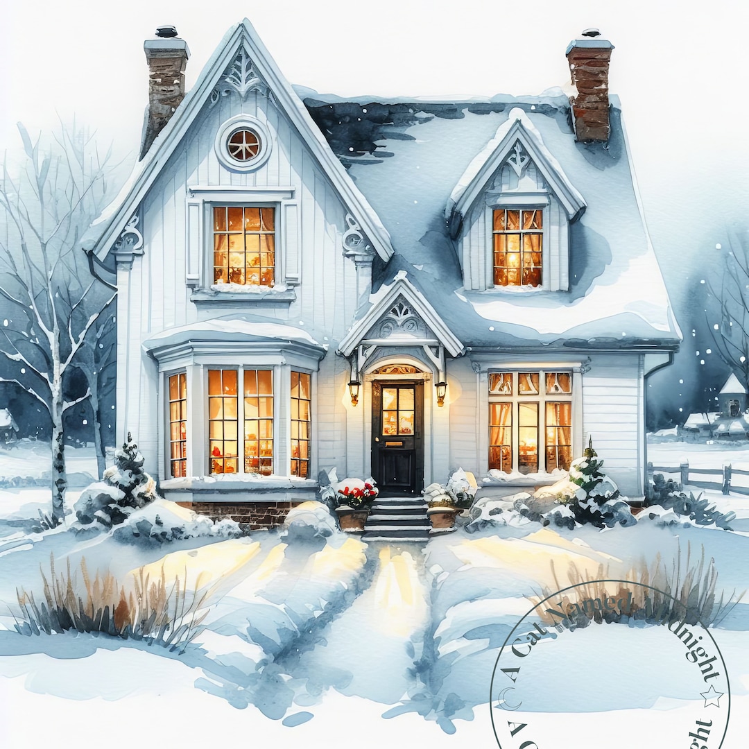 Christmas House Scenes Clipart 10 Xmas Home Clip Art Watercolor Xmas ...