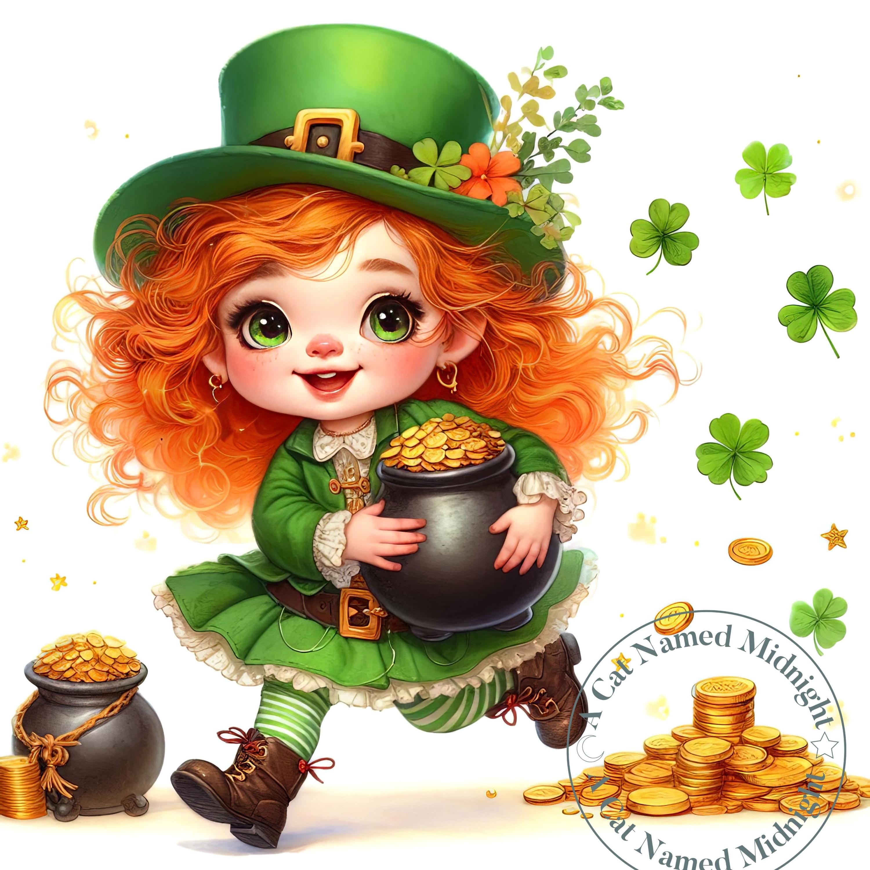 Cute Leprechaun Girl Clipart 13 JPG Whimsical St. Patrick's Day Clip ...