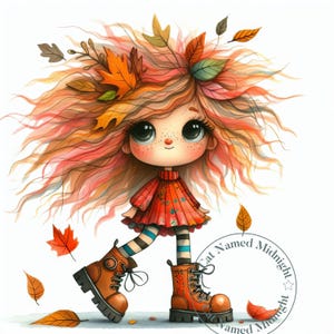 Quirky Autumn Girls Clipart 10 Jpgs Whimsical Watercolor Clipart Fall ...