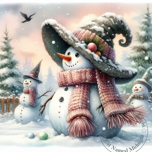 12 Snowman Clipart JPG Xmas Snow Man Clip Art Christmas Watercolor ...