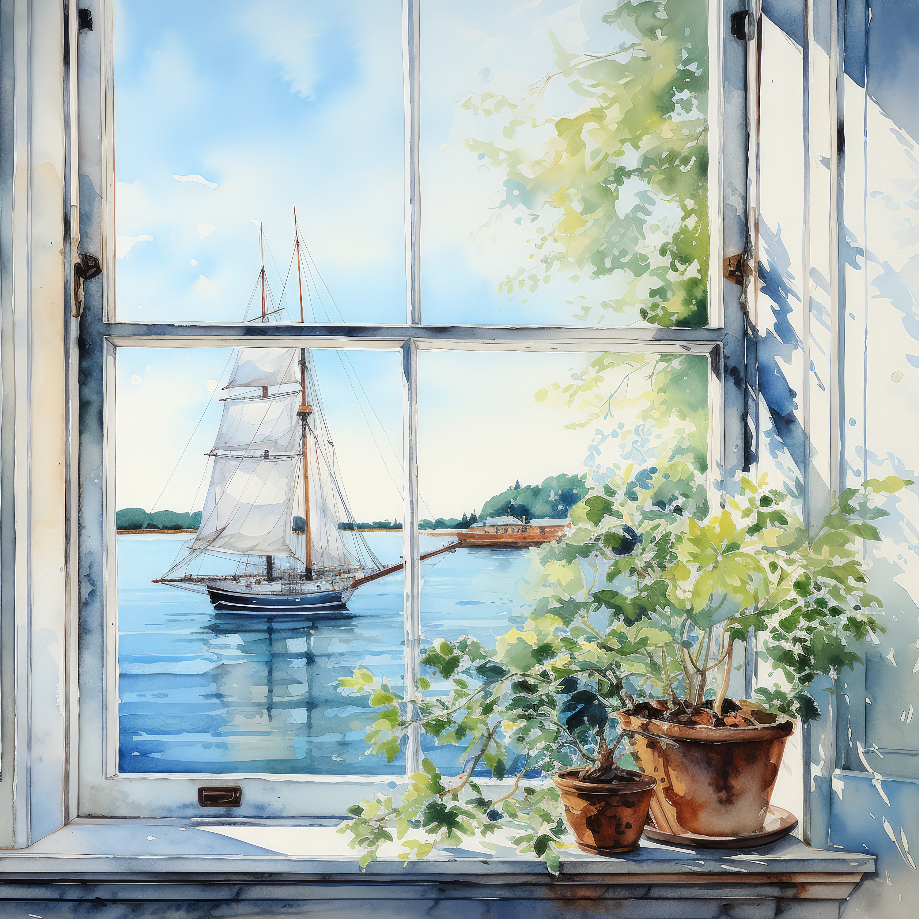Watercolor Nautical Windows Clipart Watercolor Nautical Clip Art Ocean ...
