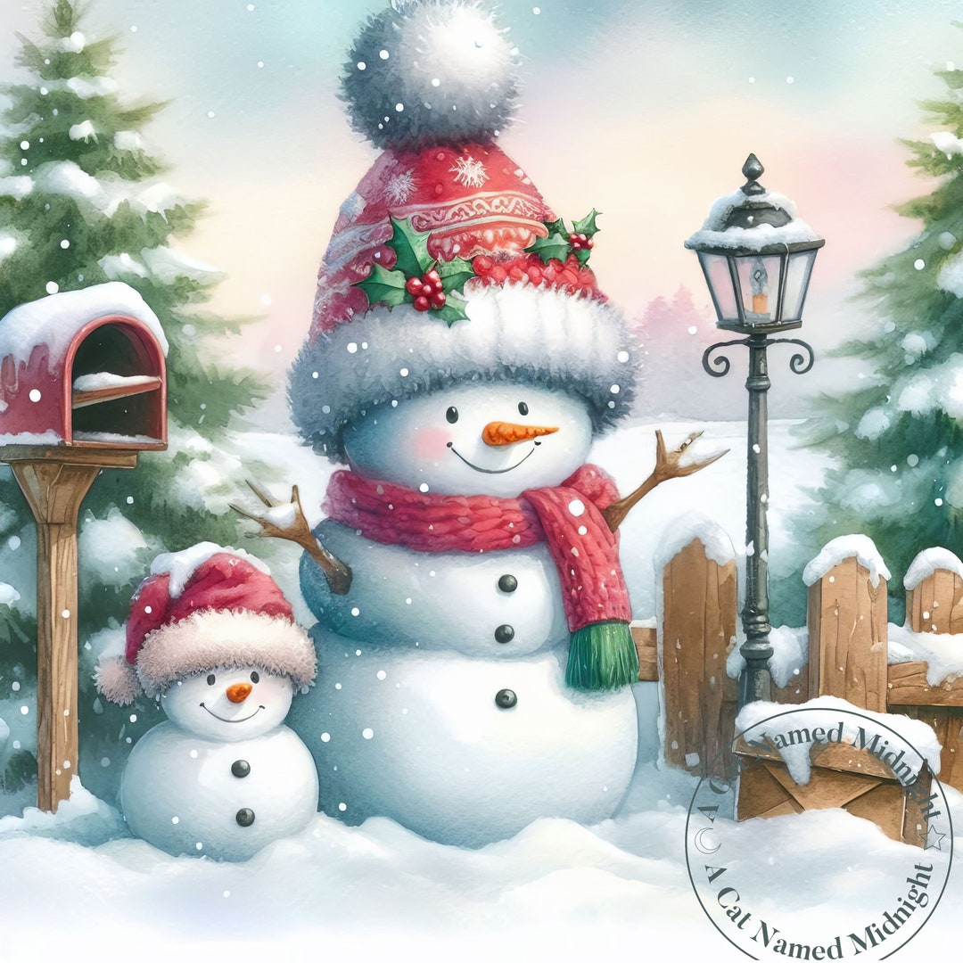 Snowmen With Santa Hats Clipart 13 JPG Images Xmas Snow Man Clip Art ...