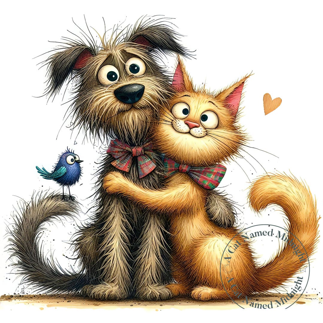 Quirky Dog and Cat Best Friends Clipart 13 High Quality JPG Images Cat ...