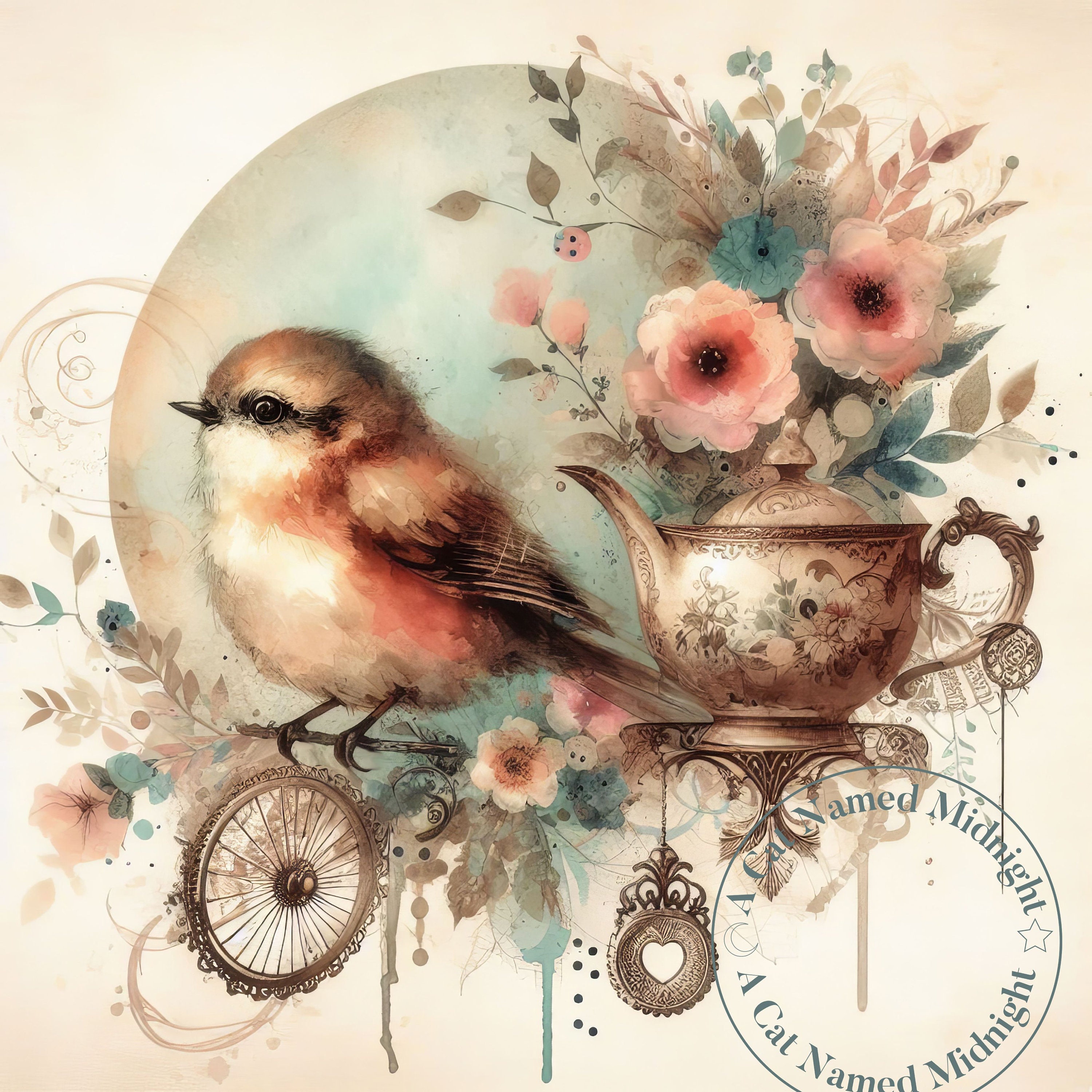 Shabby Chic Birds Vintage Style Clipart 11 Images Watercolor Bird ...