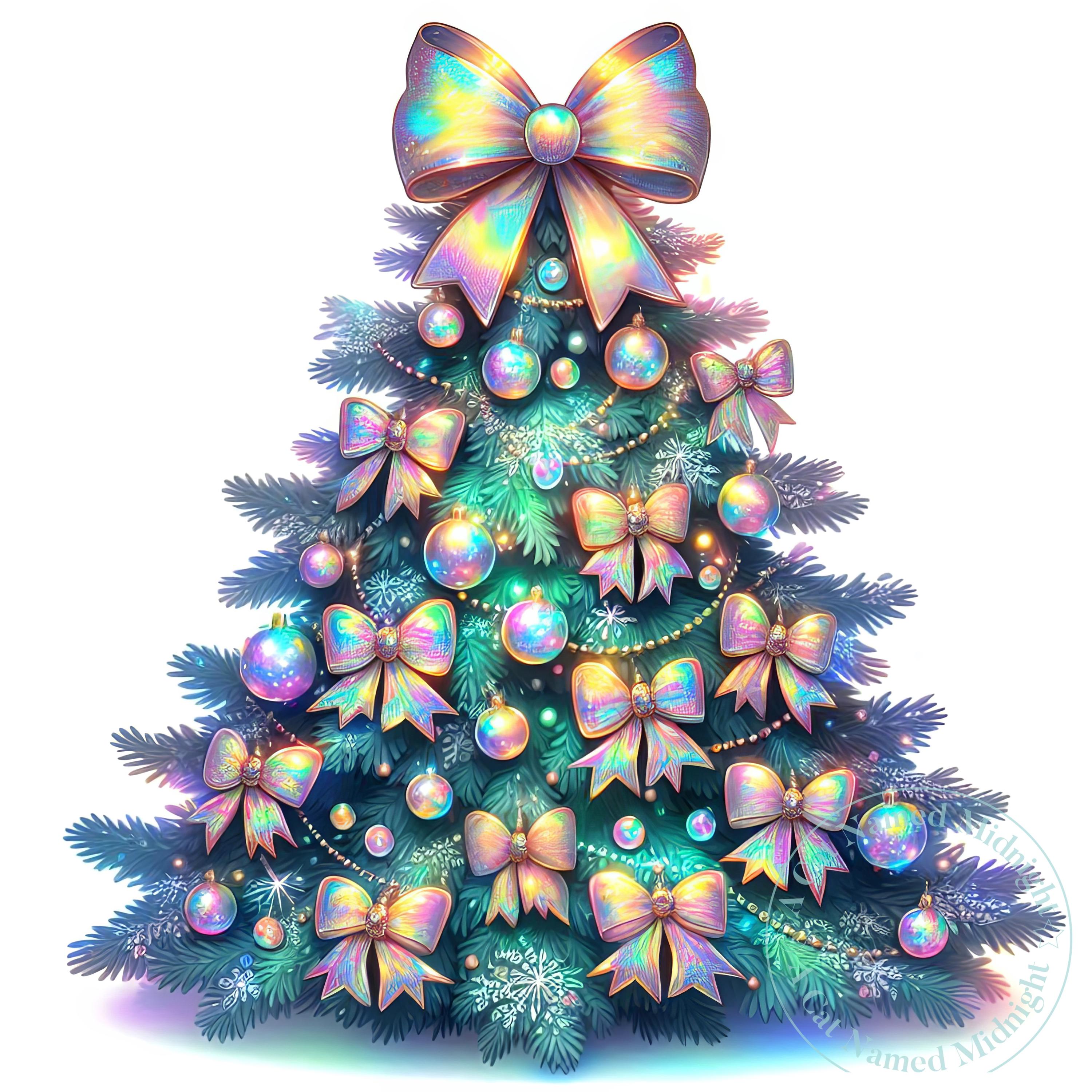Iridescent Christmas Tree Clipart 10 JPG Xmas Clip Art Images - Etsy