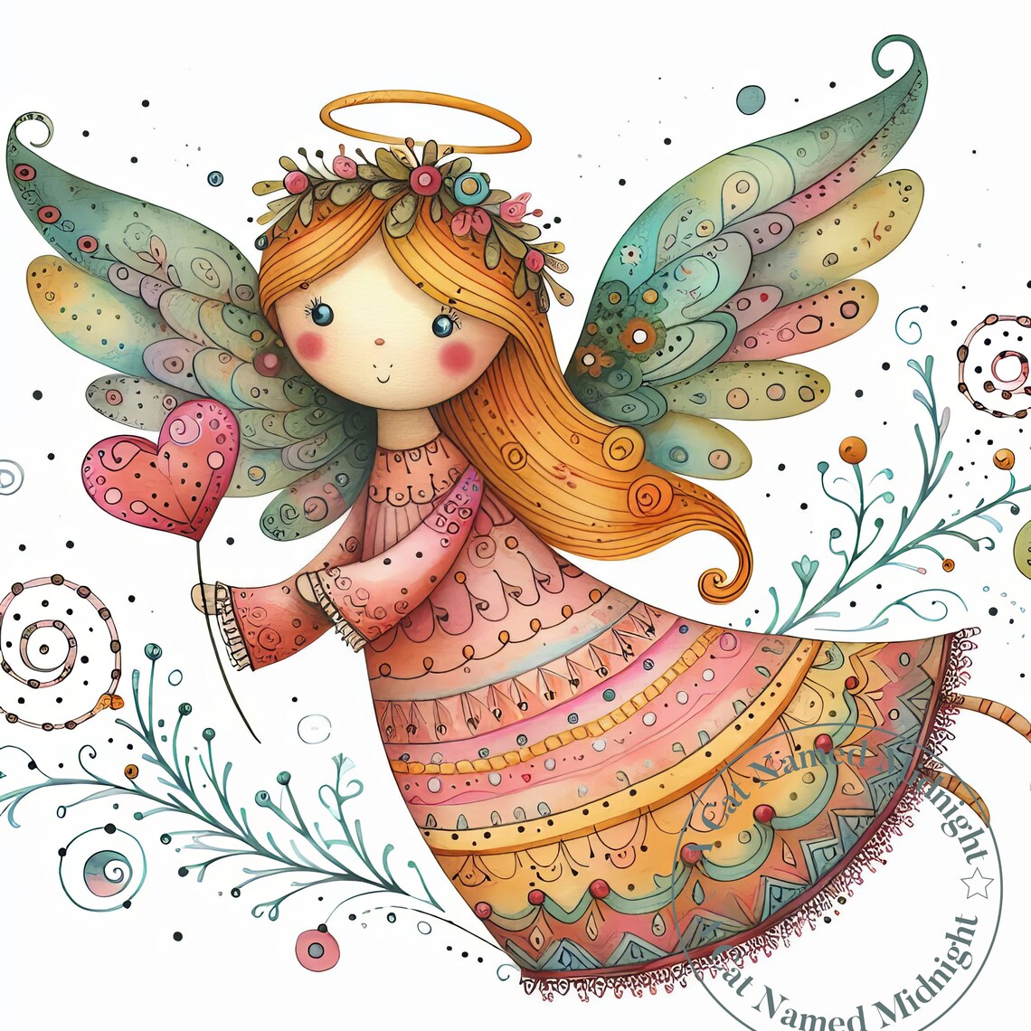 Folk Art Angels Clipart 10 JPG Angels Watercolor Xmas Angels Images ...
