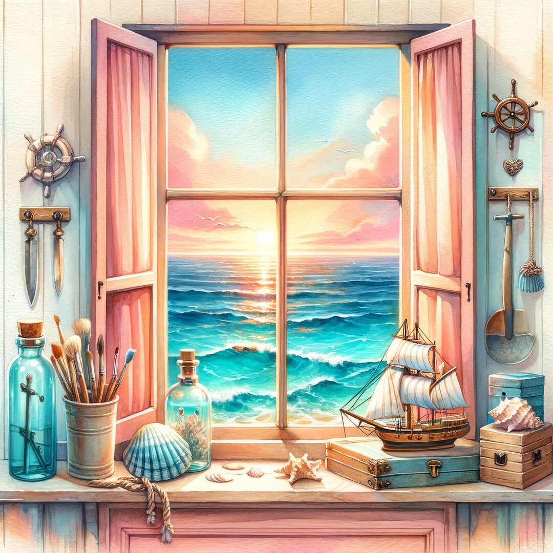 Nautical Windows Clipart Watercolor Nautical Clip Art Ocean Watercolor ...