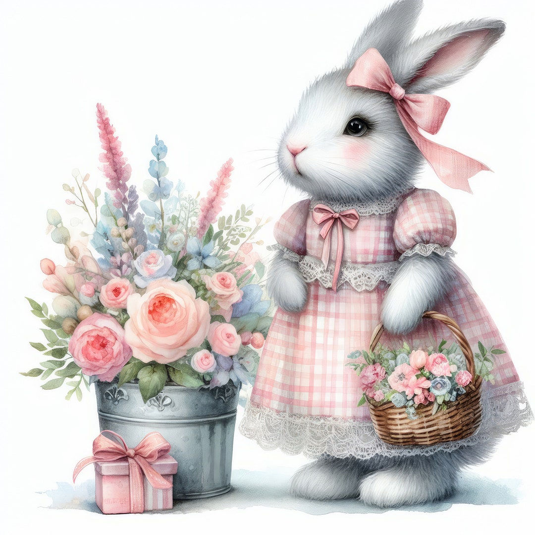Watercolor Bunny Clipart Watercolor Rabbit Clip Art Easter Bunny ...