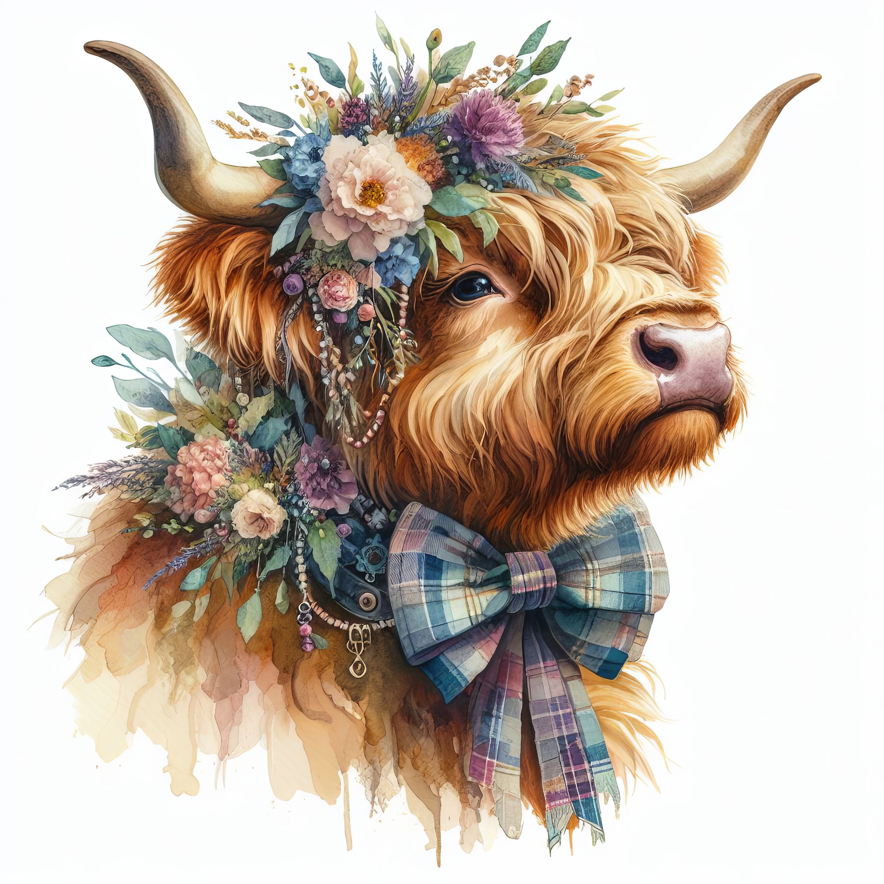 Watercolor Highland Cow Clipart Watercolor Highland Cow Clip Art ...