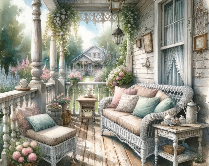 Vintage Shabby Chic Home Sign Watercolor Clipart | 20 JPG Files | Cozy ...