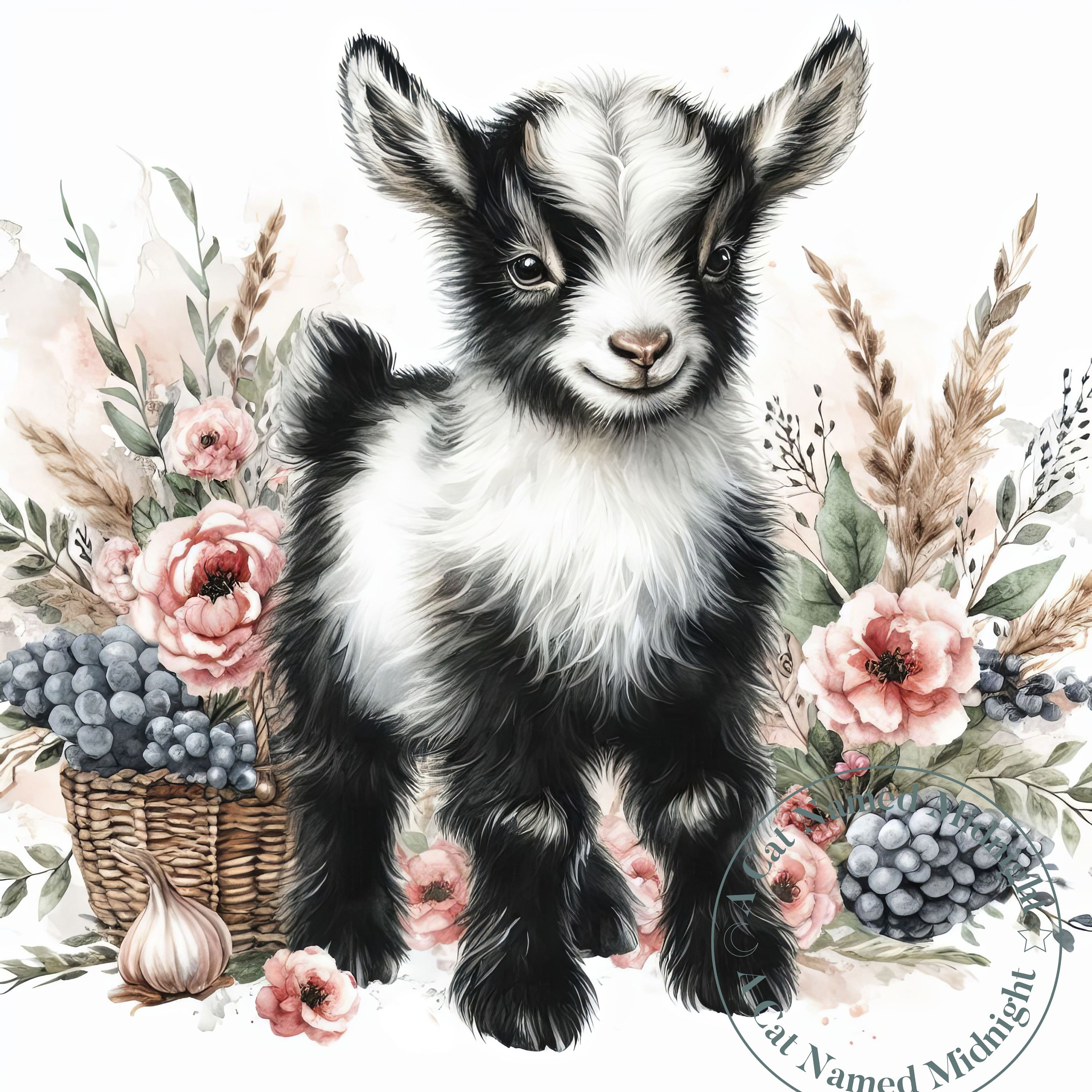 10 Baby Goats Clipart Watercolor Goat Clip Art Easter Farm Watercolor ...