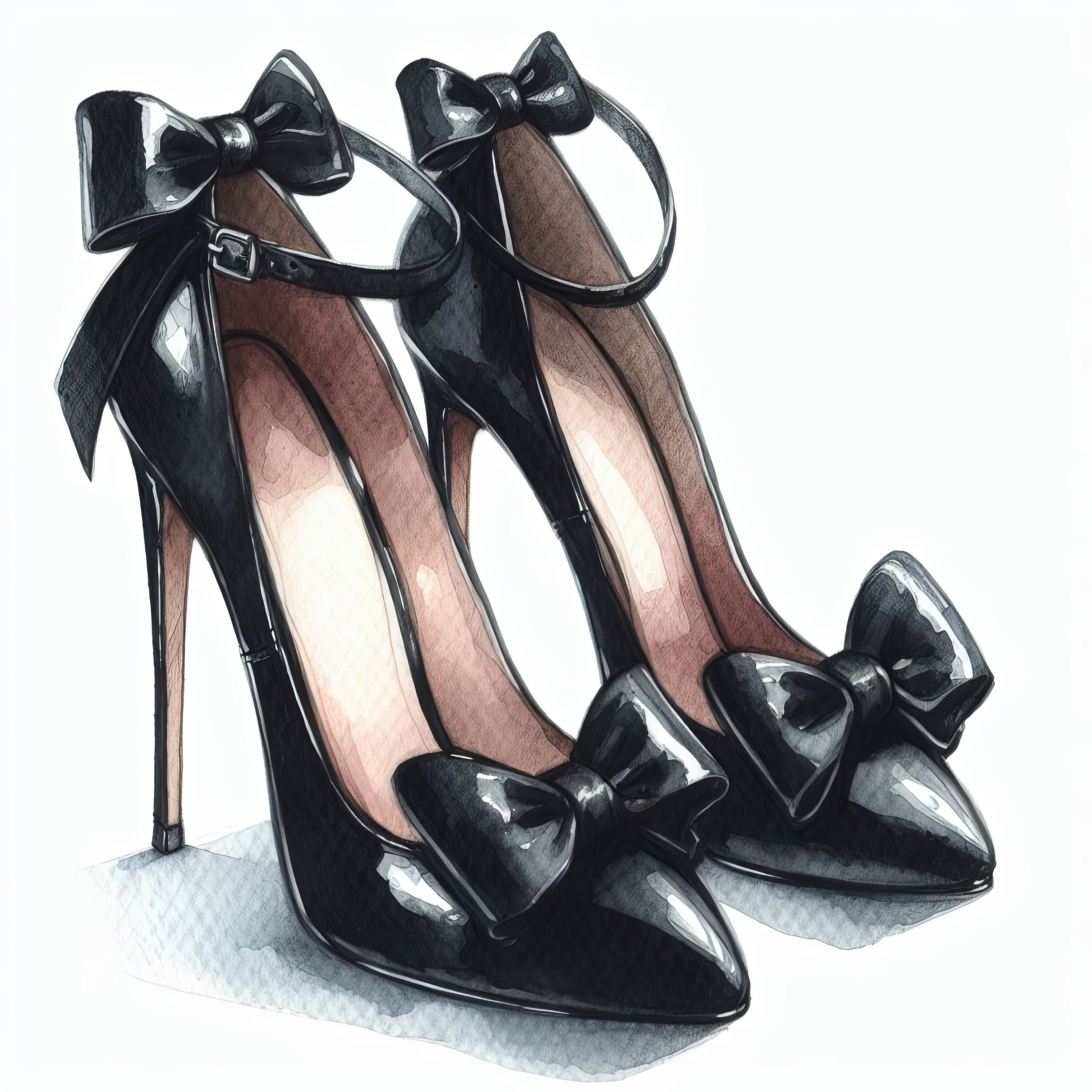 Watercolor High Heels Clipart Bundle Black High Heels Clip Art Womens ...