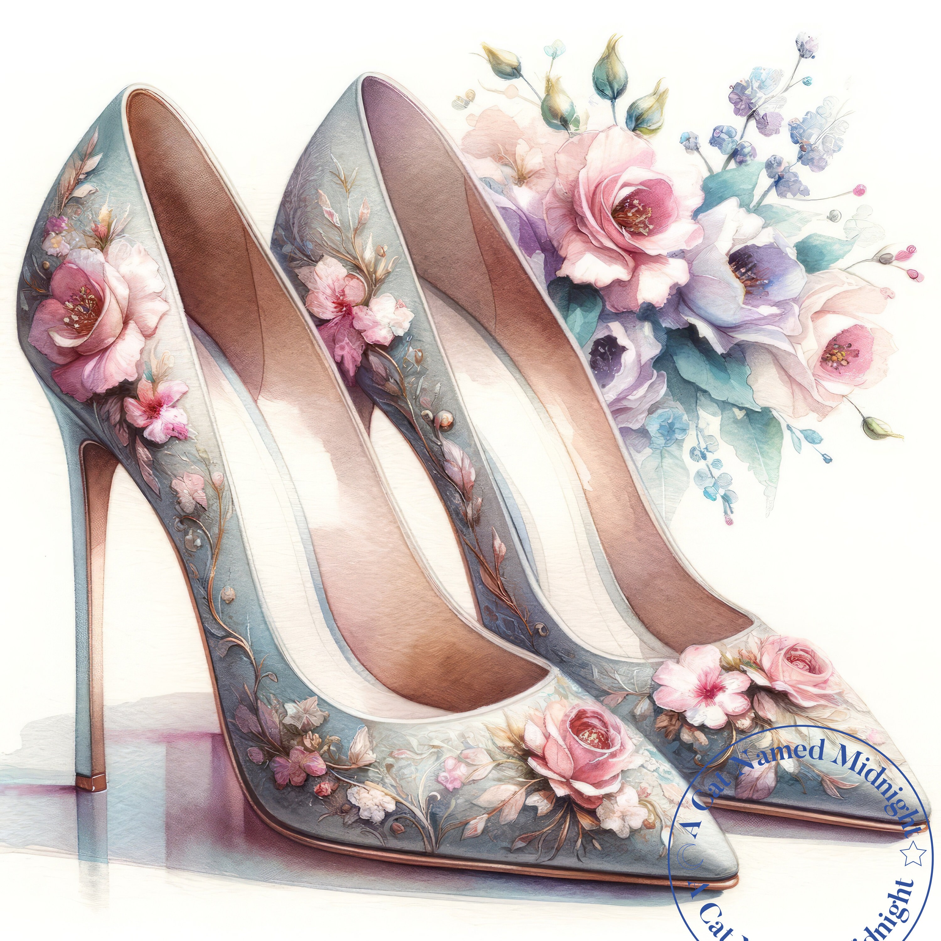 10 Watercolor High Heels Clipart Bundle Floral High Heels Clip Art ...