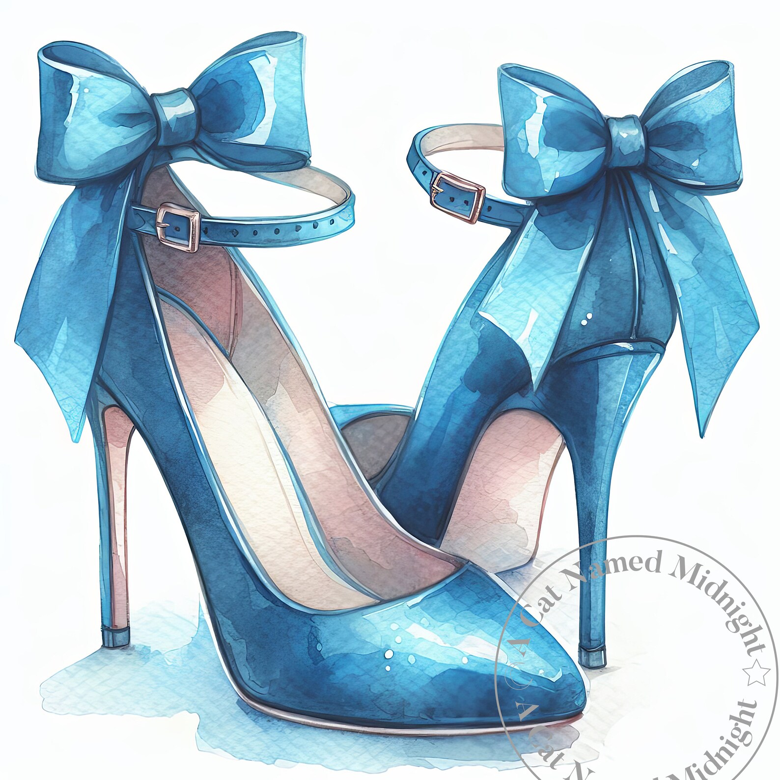 Watercolor High Heels Clipart Bundle, Turquoise Shoe Images ...