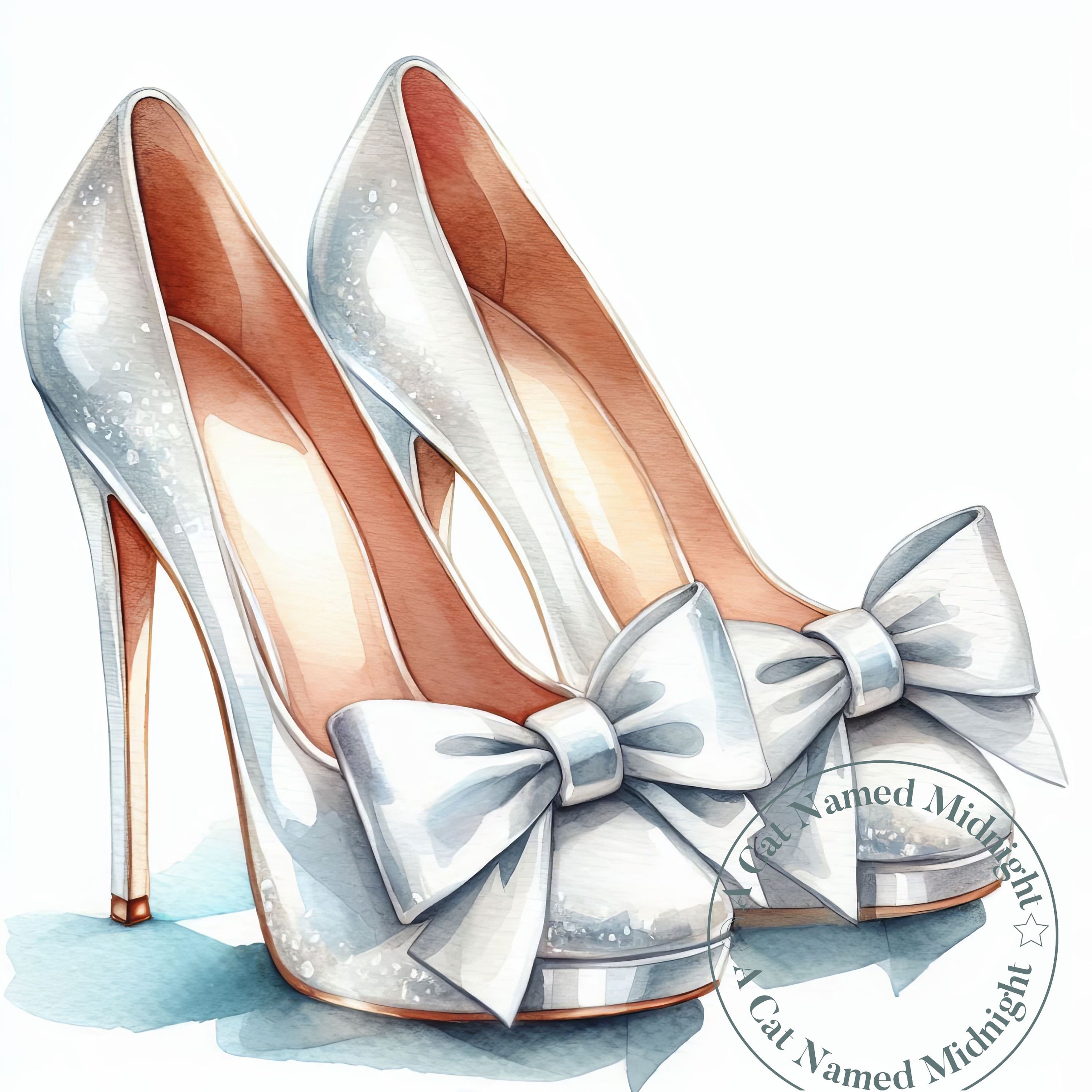 White High Heels Clipart Bundle 10 Watercolor White High Heels Clip Art ...