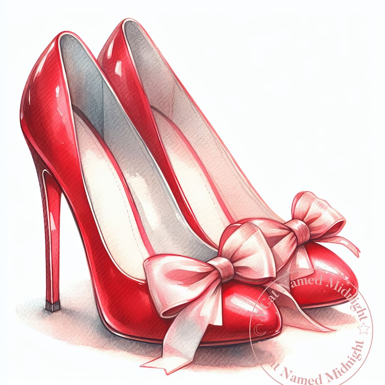 10 Red High Heels Clip Art Watercolor High Heels Clipart Bundle Womens ...