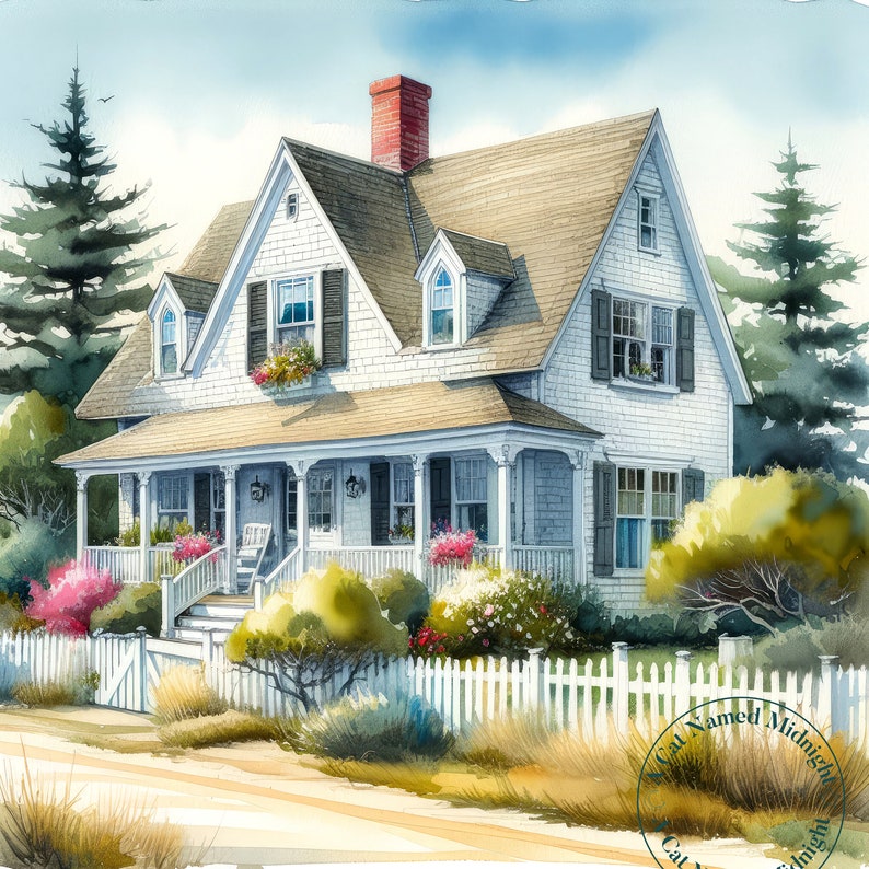 Cape Cod Cottage Clipart Bundle 10 High Quality Images White Cottage ...