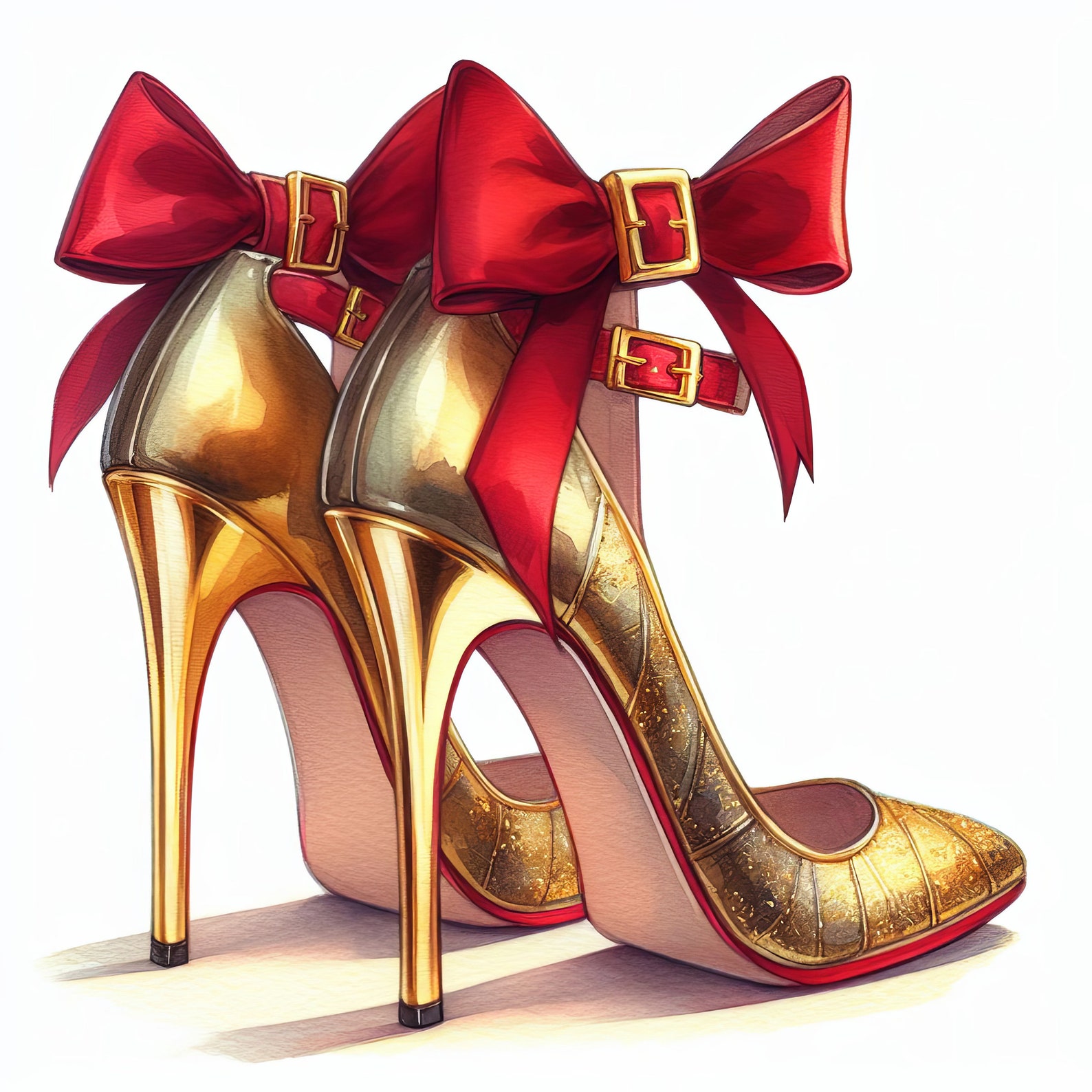 Watercolor High Heels Clipart Bundle Gold and Red High Heels Clip Art ...