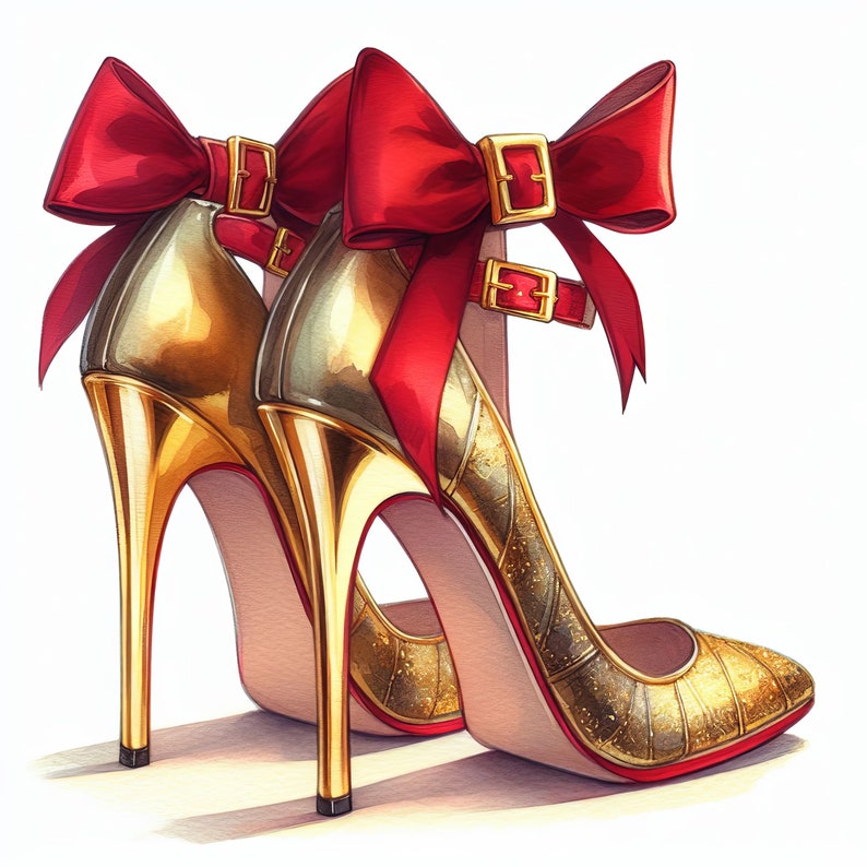 Watercolor High Heels Clipart Bundle Gold and Red High Heels Clip Art ...