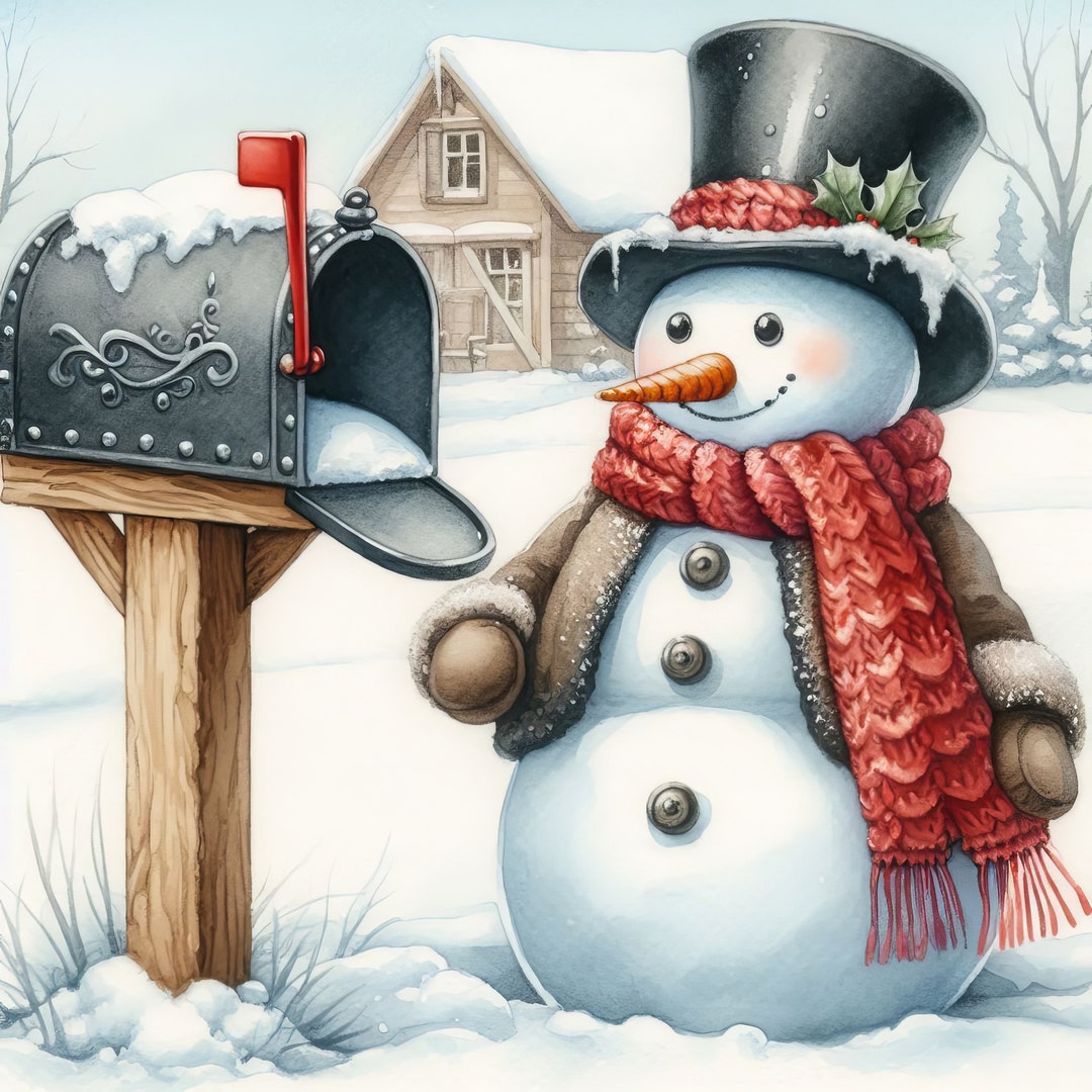Country Snowman Clipart 6 Xmas Snow Man Clip Art Christmas Watercolor ...