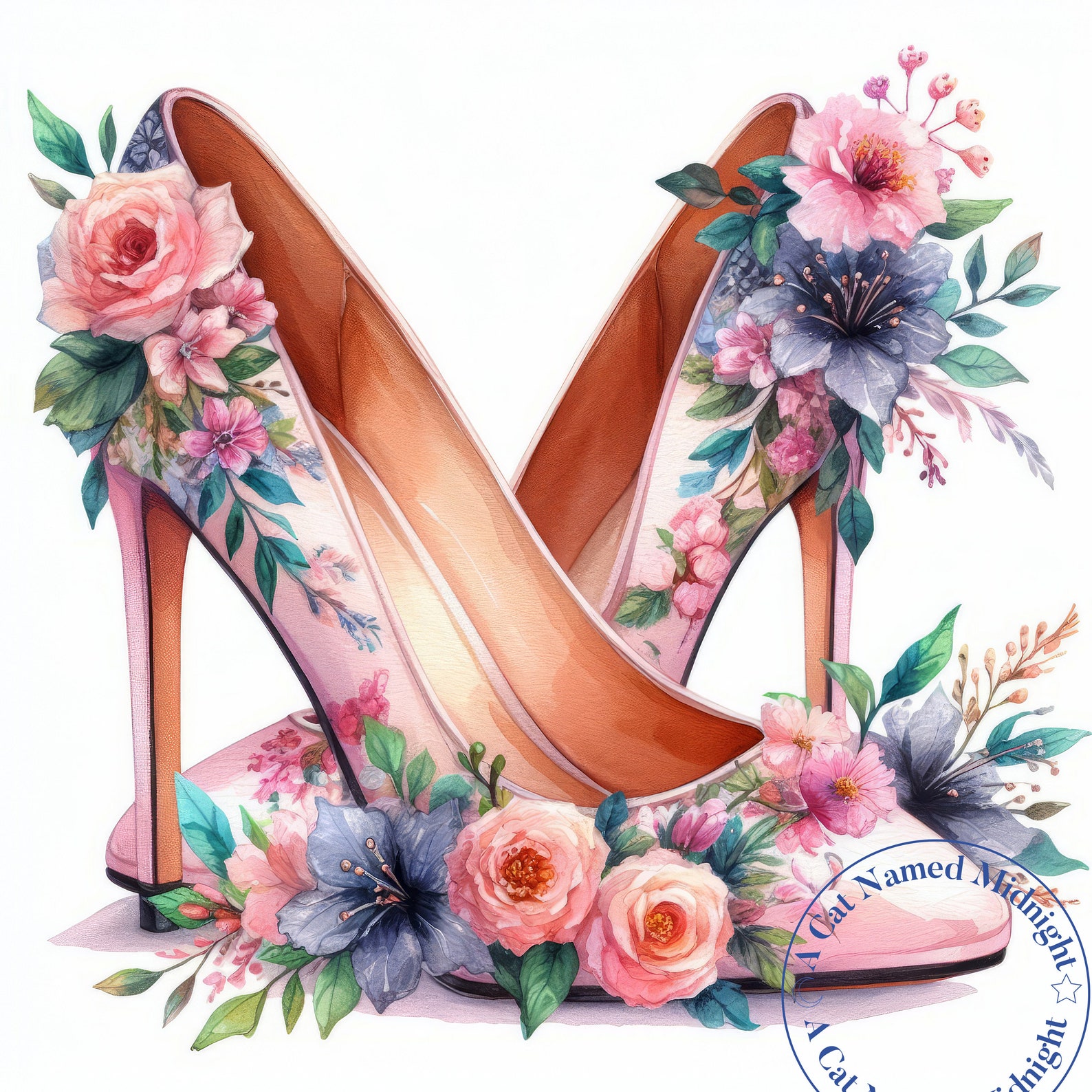 10 Watercolor High Heels Clipart Bundle Floral High Heels Clip Art ...