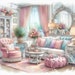 10 Watercolor Shabby Chic Living Room Clipart Vintage Clip Art ...