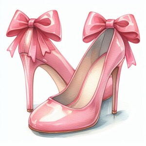 Watercolor High Heels Clipart Bundle Pink High Heels Clip Art Womens ...
