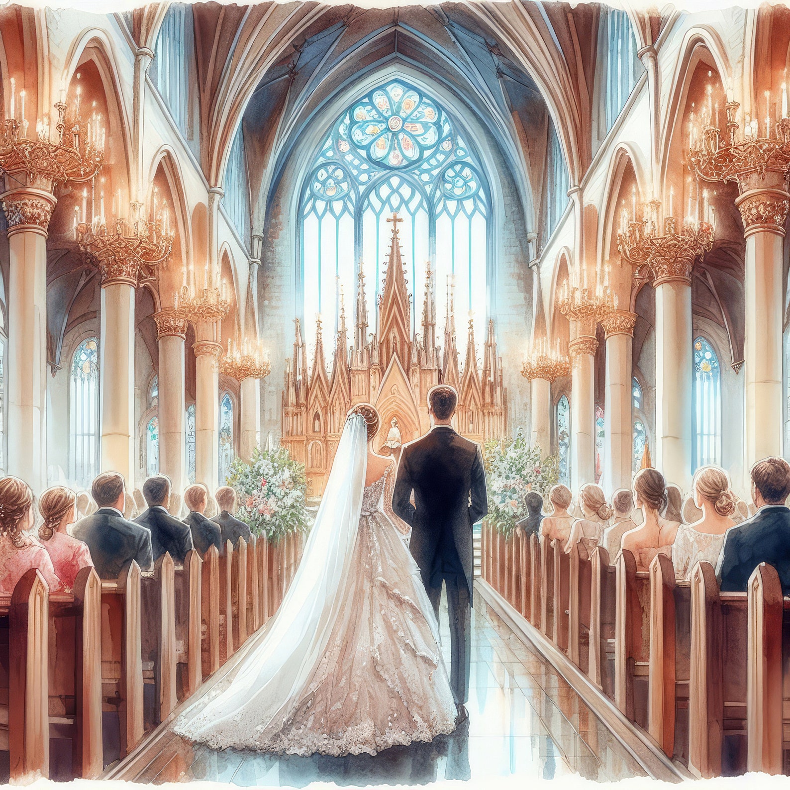 Watercolor Wedding Clipart Bundle Bride Clip Art Bride and Father ...