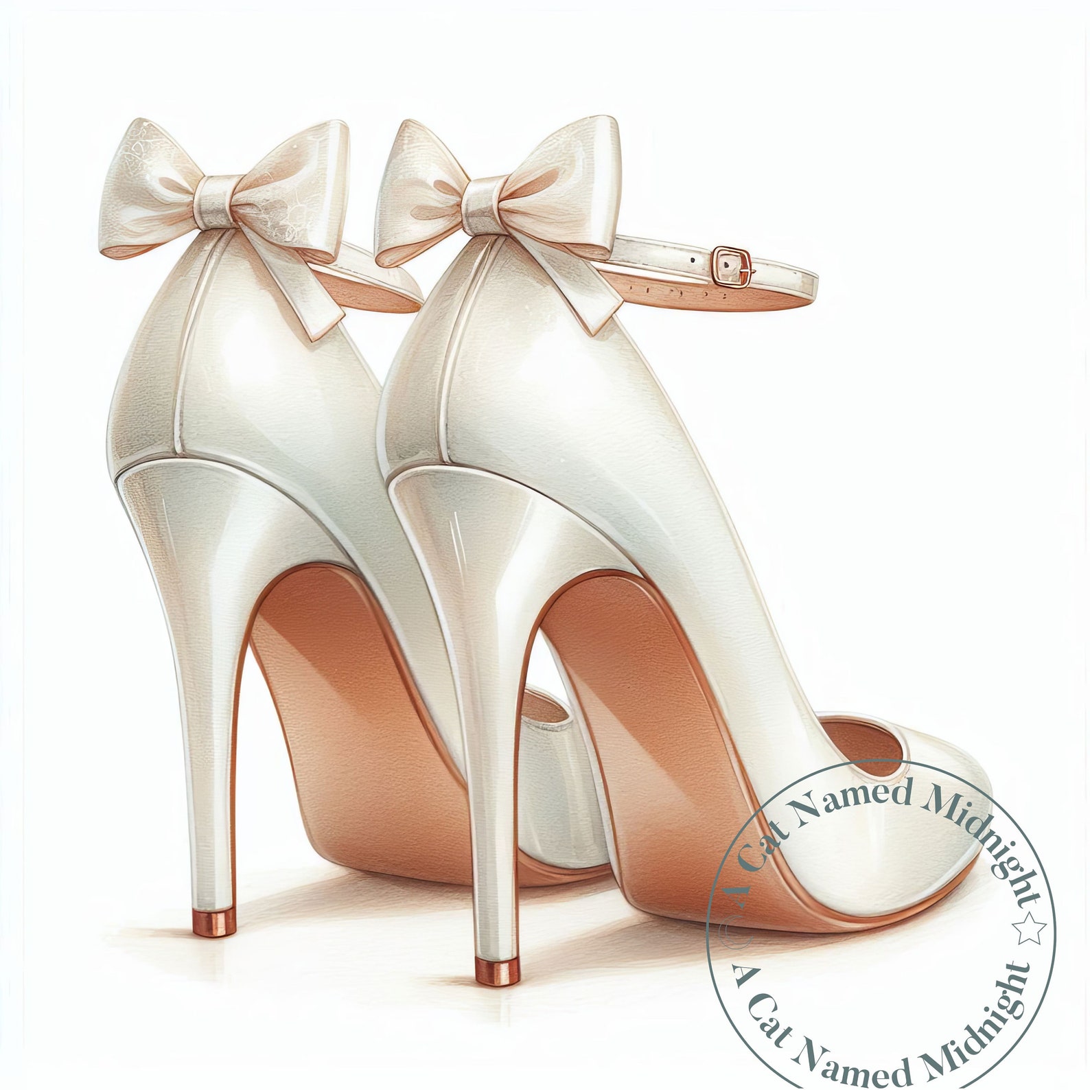White High Heels Clipart Bundle 10 Watercolor White High Heels Clip Art ...