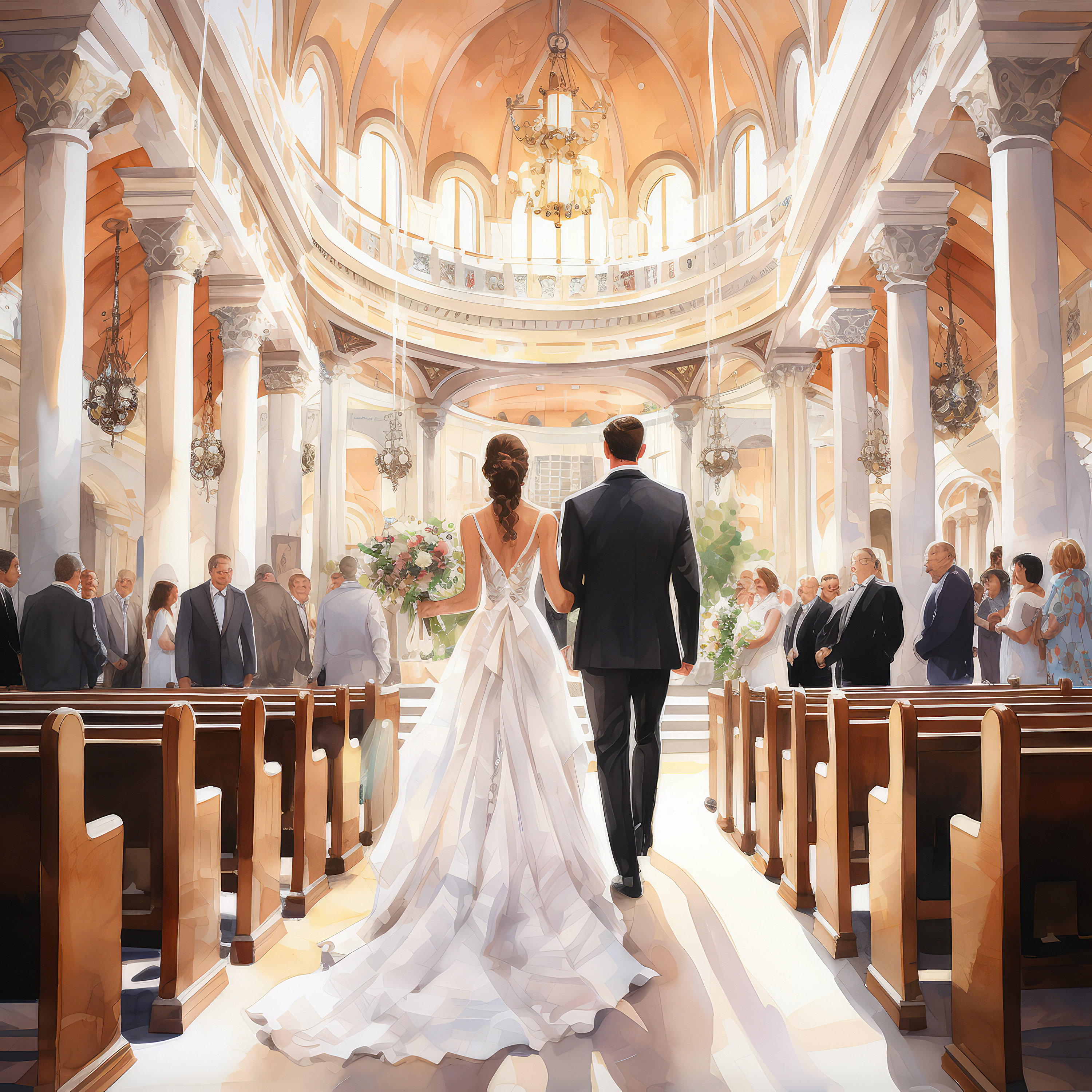 Watercolor Wedding Clipart Bundle Bride Clip Art Bride and Father ...