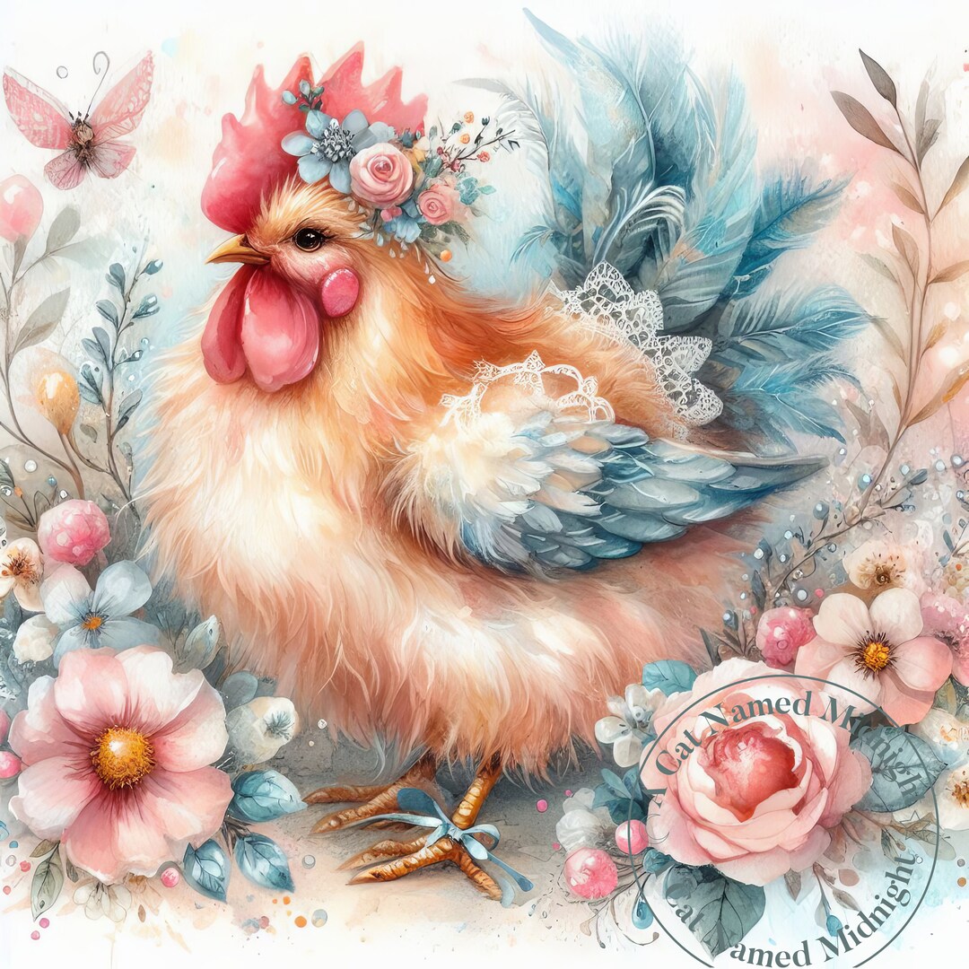 Watercolor Chicken Clipart Watercolor Rooster Clip Art Easter Farm ...