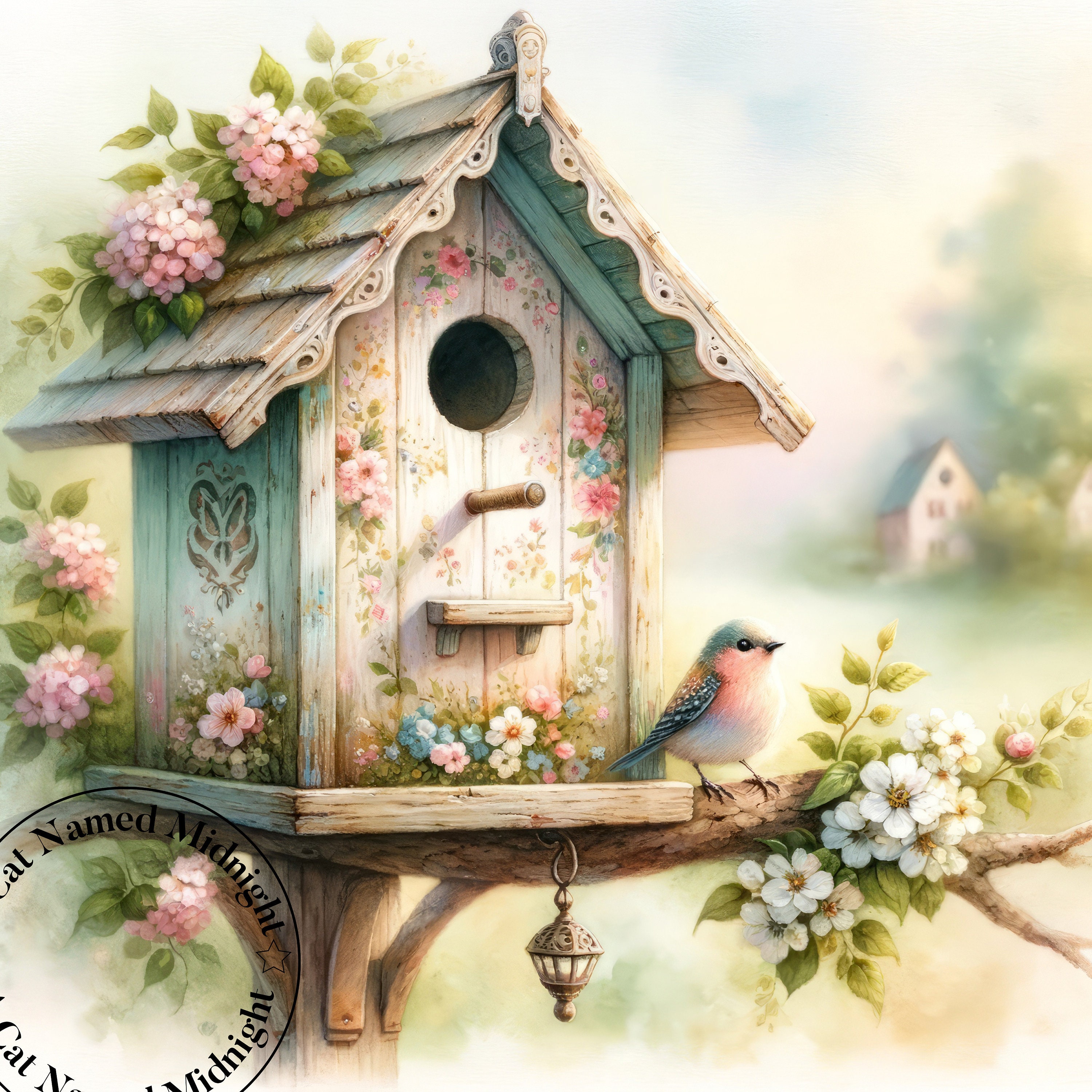 Shabby Chic Bird Houses Clipart 10 Images Watercolor Birdhouse Clip Art ...
