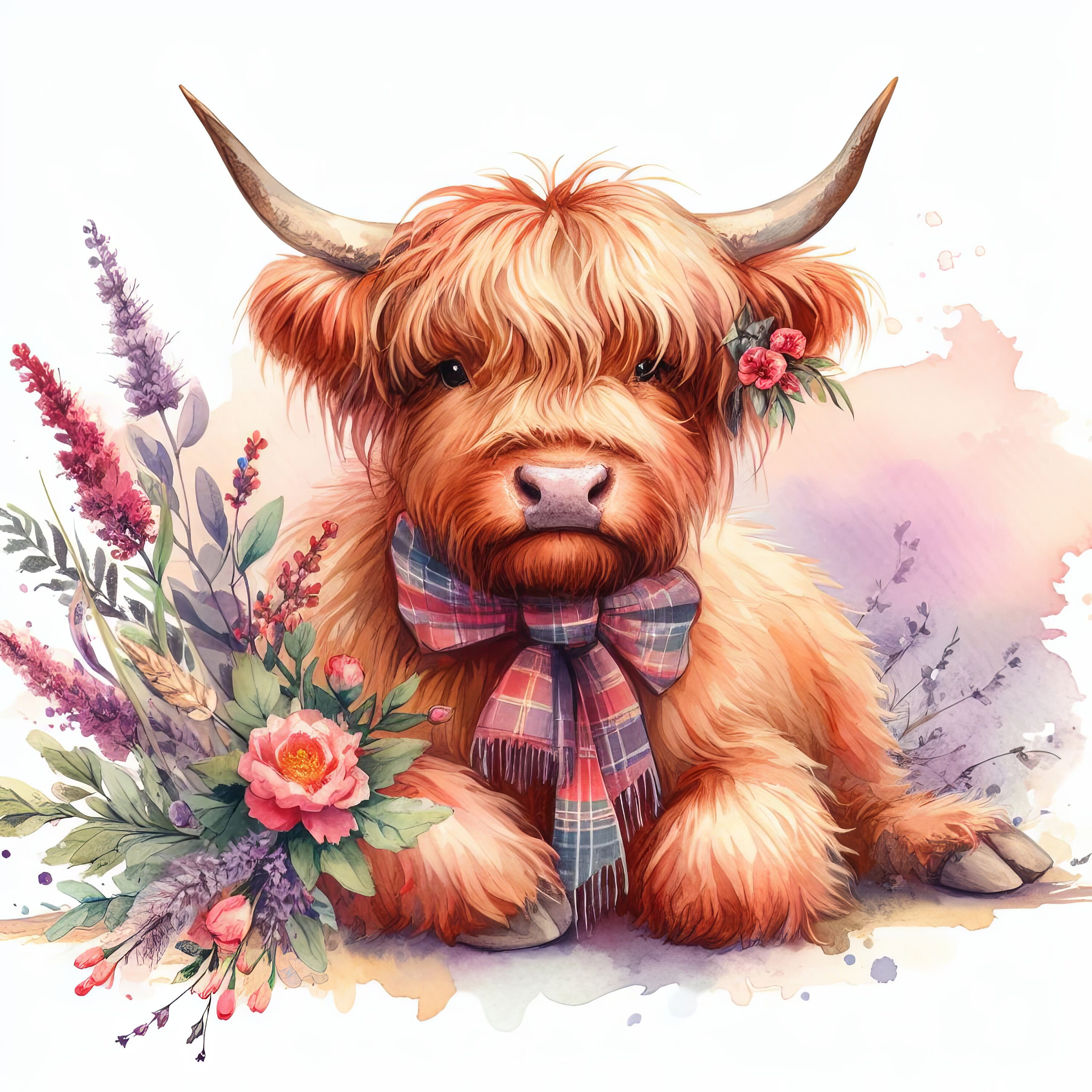 Watercolor Highland Cow Clipart Watercolor Highland Cow Clip Art ...