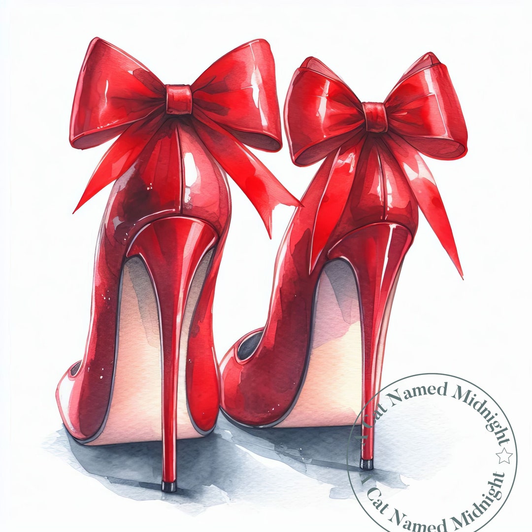 Red High Heels Clip Art 12 Watercolor High Heels Clipart Bundle Womens ...