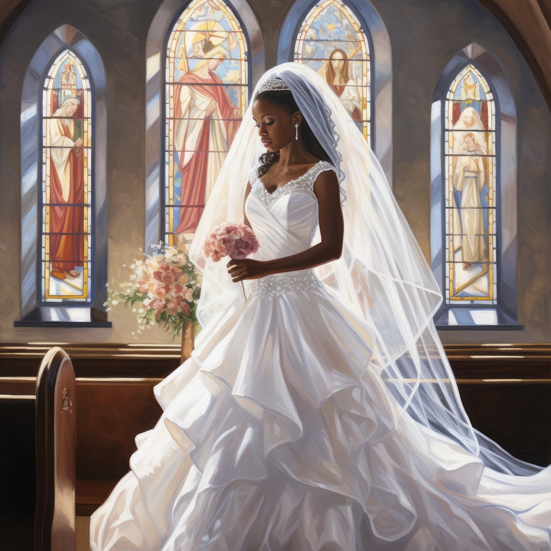 Watercolor Black Brides Clipart African American Bride Wedding ...