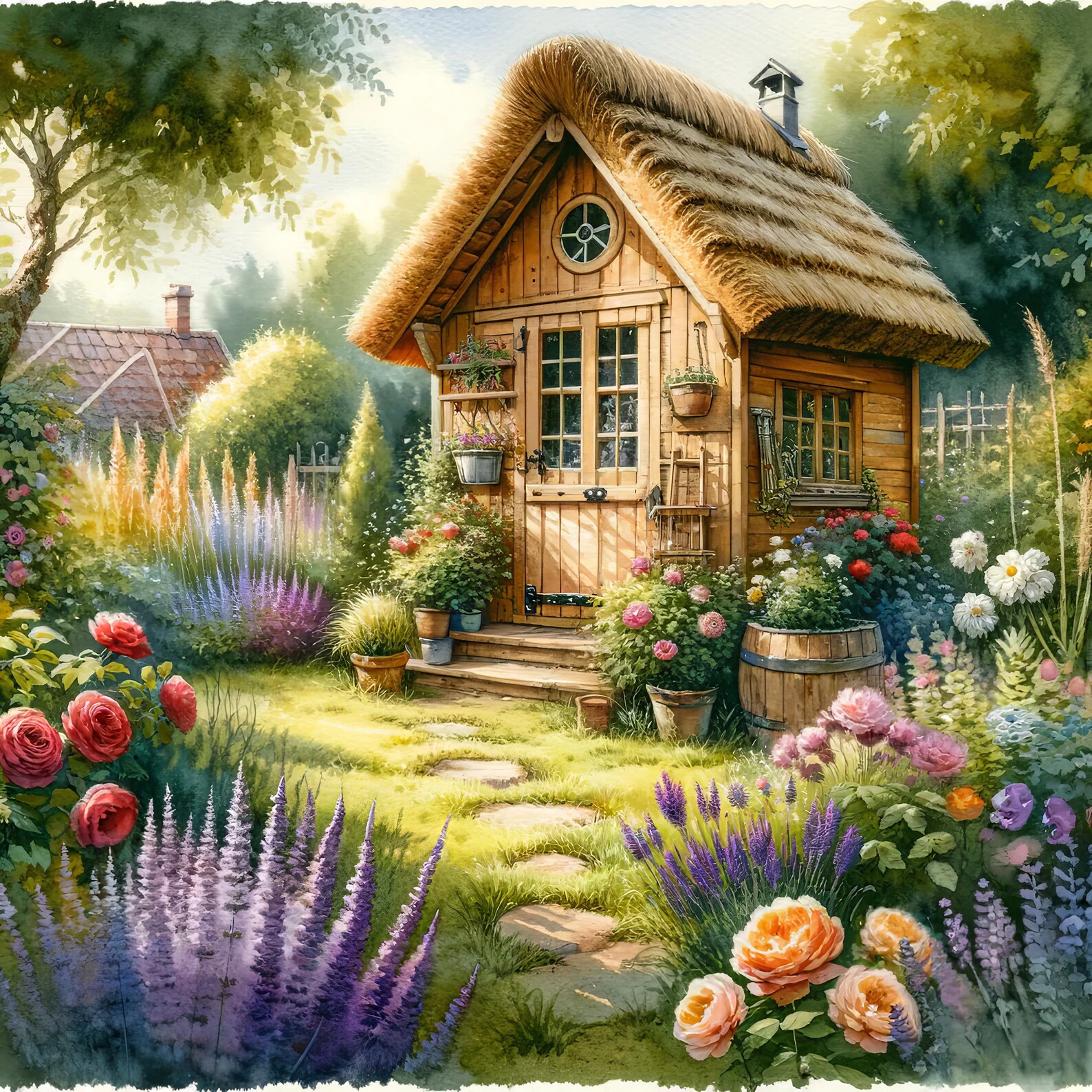 10 Teeny Tiny Cottages Clipart Bundle Whimsical Cottages Watercolor ...