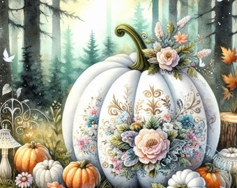 Pumpkin Clipart 11 Images Watercolor Shabby Chic Patchwork Fall Clip ...