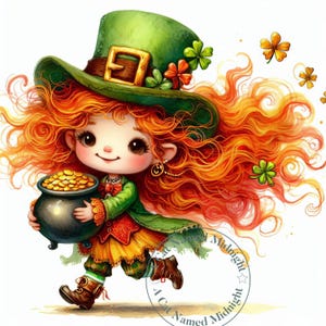 Cute Leprechaun Girl Clipart 14 JPG Whimsical St. Patrick's Day Clip ...
