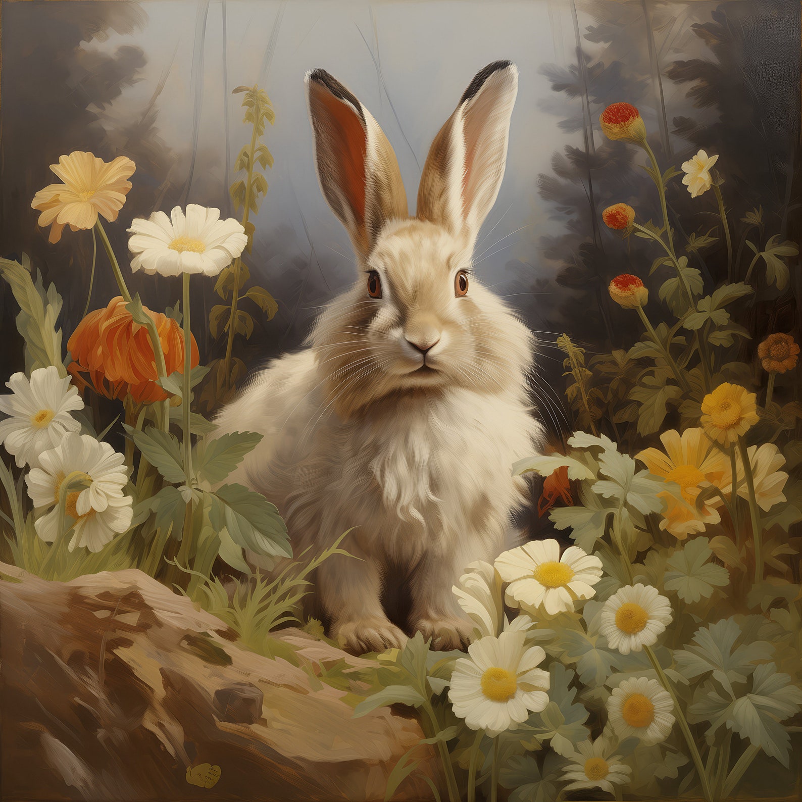 Bunny in Flower Garden Clipart Images Rabbit in Garden Clip Art Bundle ...