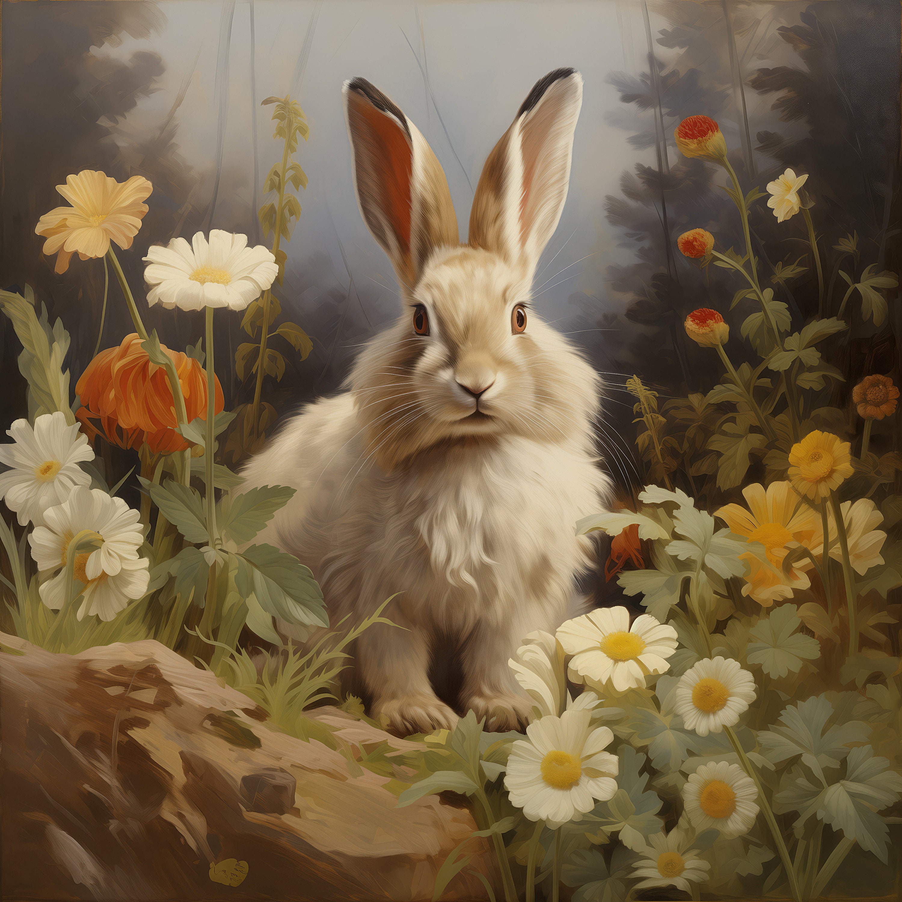 Bunny in Flower Garden Clipart Images Rabbit in Garden Clip Art Bundle ...