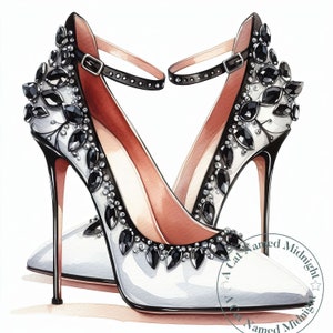 12 White and Black High Heels Clipart Bundle 10 Watercolor White High ...